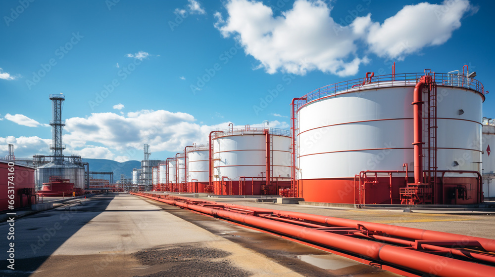 Oil and gas terminal storage tank farm. Tank farm storage chemical ...