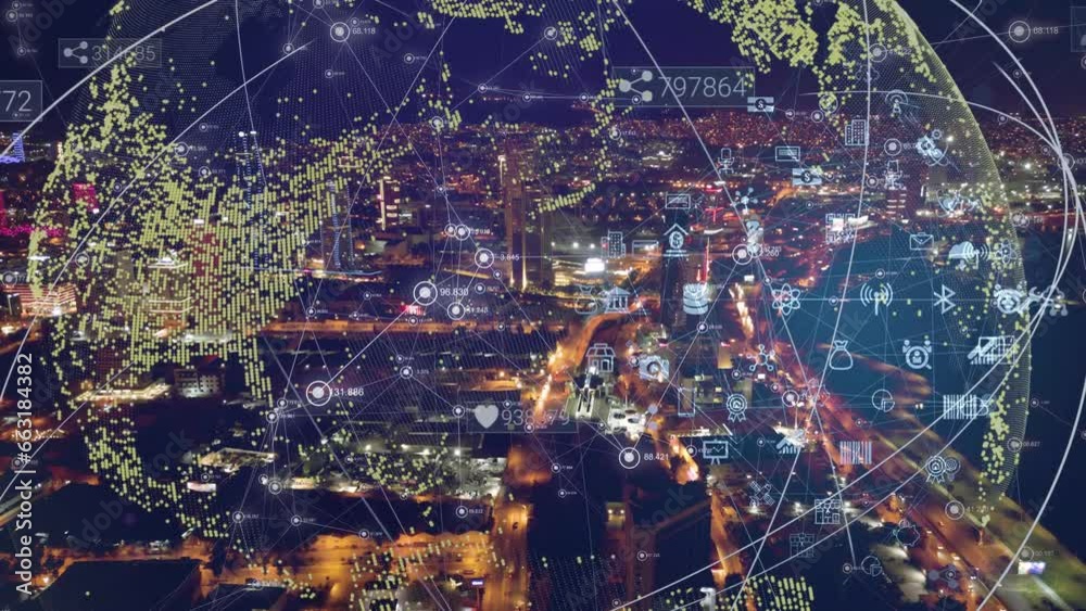 Smart city IOT internet of thing ICT digital technology futuristic ...