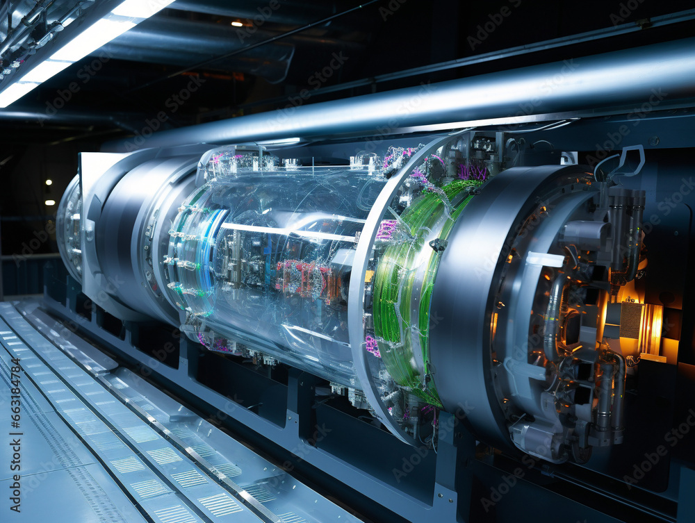 A particle accelerator unleashing incredible energy as it accelerates a ...