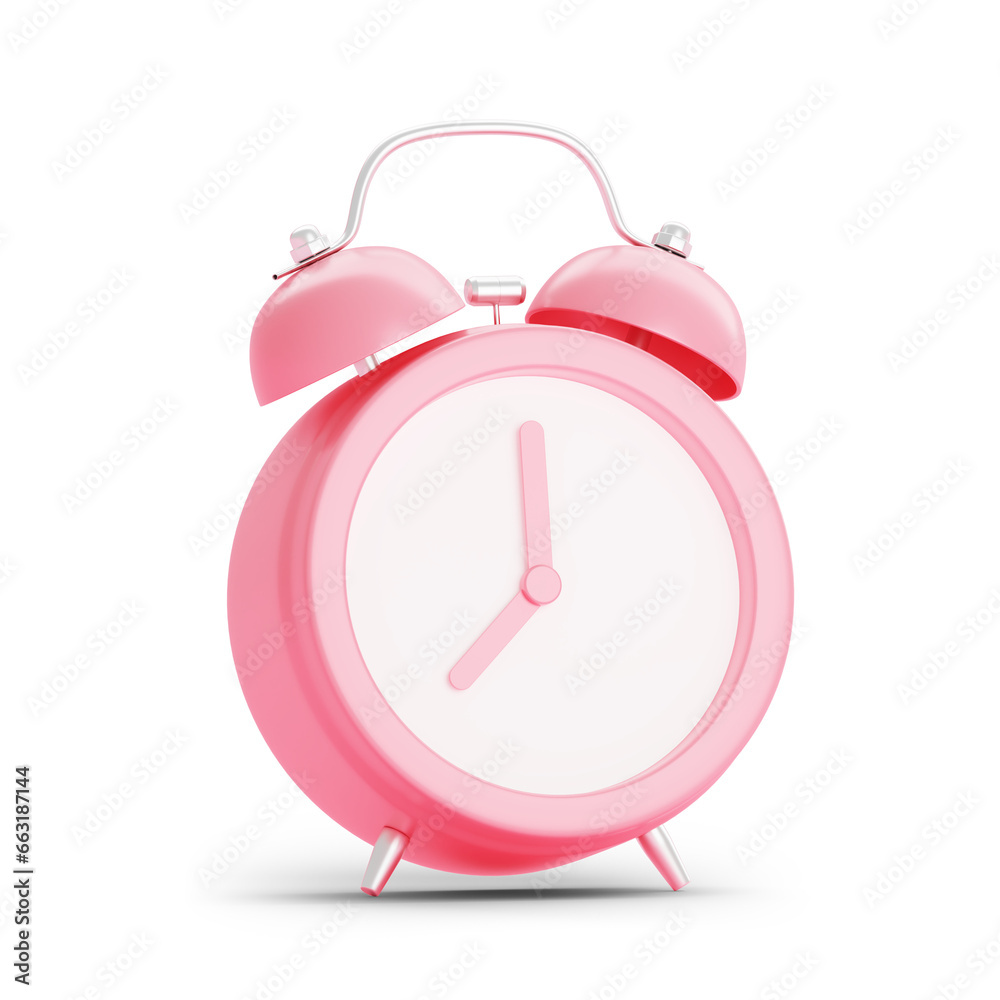 PNG pink 3d classic alarm clock isolated on transparent background time ...