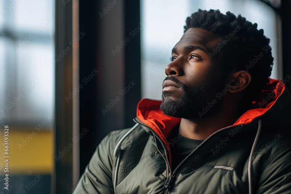 Man deep in thought, reflecting modern, diverse, and authentic ...