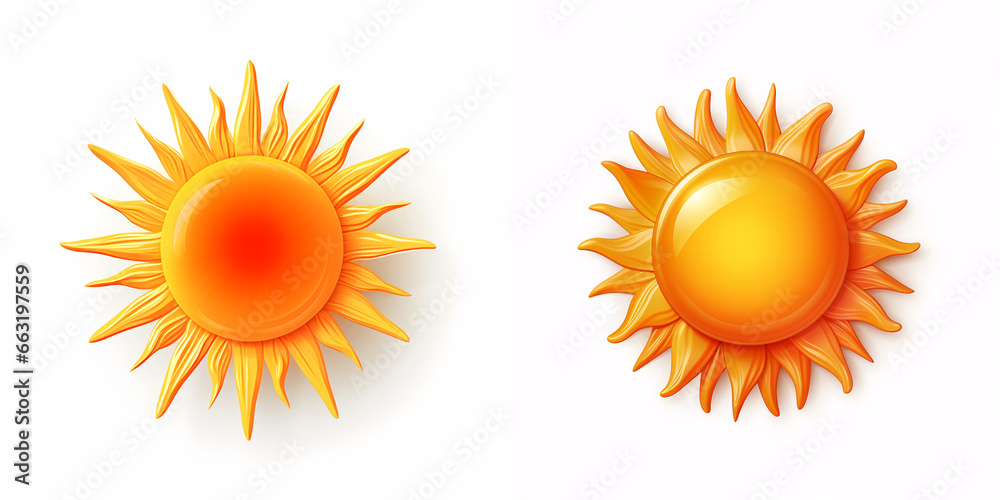 Sun icon set for weather design, realistic and genuine..Realistic sun ...