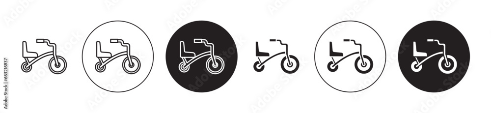 kid Tricycle icon set. children three wheel bicycle vector symbol ...