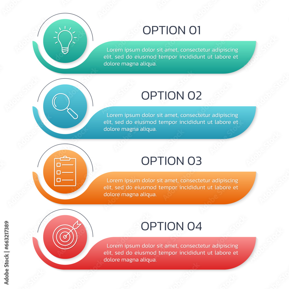 4 steps option infographic template. Presentation, layout design with ...