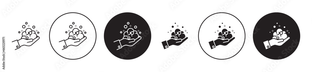 Foam icon set. shaving cream bubbles vector symbol. cleansing soap wash ...