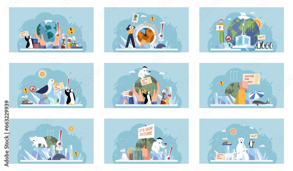 Climate change. Save the planet. Vector illustration Earth pollution is result unsustainable ...