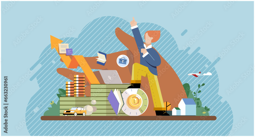 Wellbeing metaphor. Vector illustration. Employee wellbeing, barometer ...