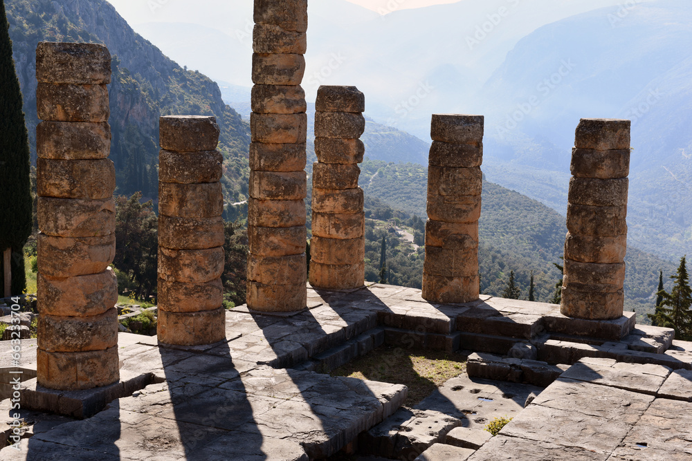 Apollo Temple in Delphi, an archaeological site in Greece, at the Mount ...