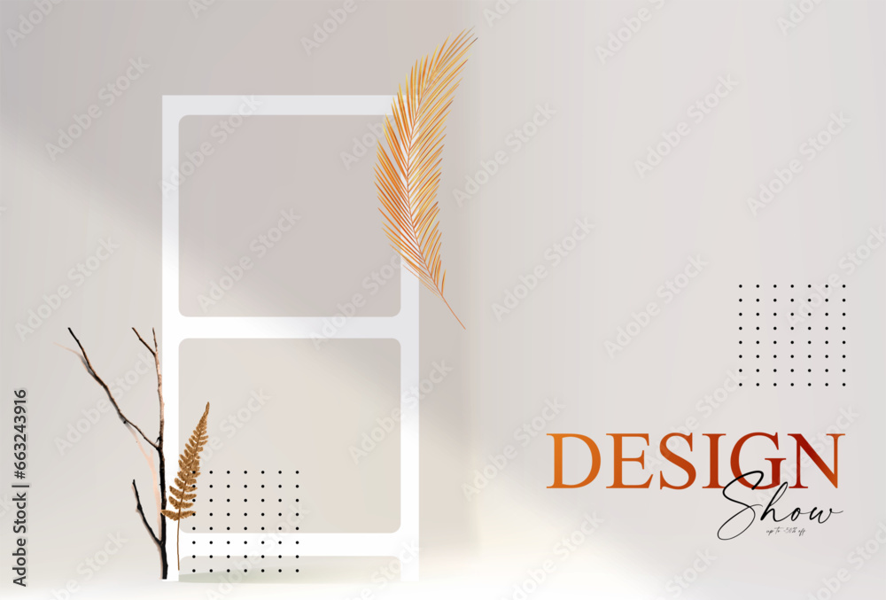 3D realistic product display design template. White scene with podium ...