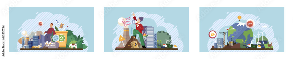 Climate change. Save the planet. Vector illustration Earth pollution ...