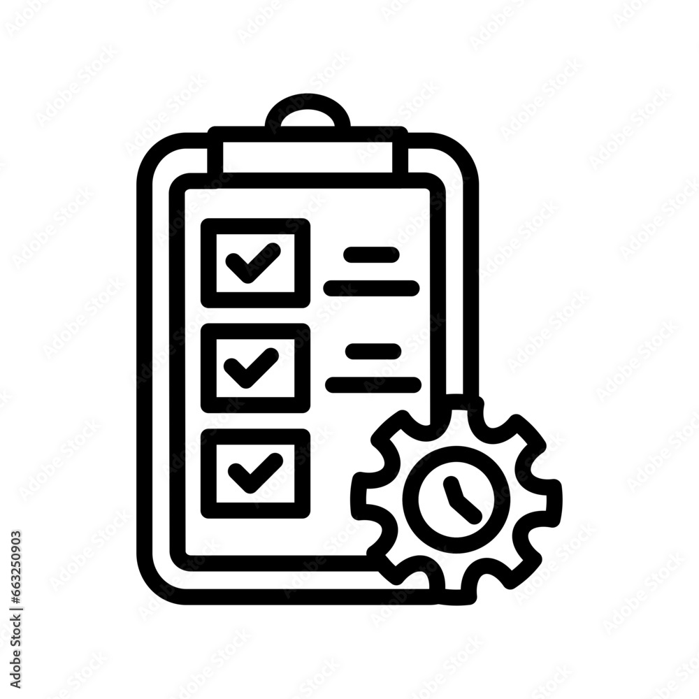 Time Checklist icon in vector. Illustration Stock Vector | Adobe Stock