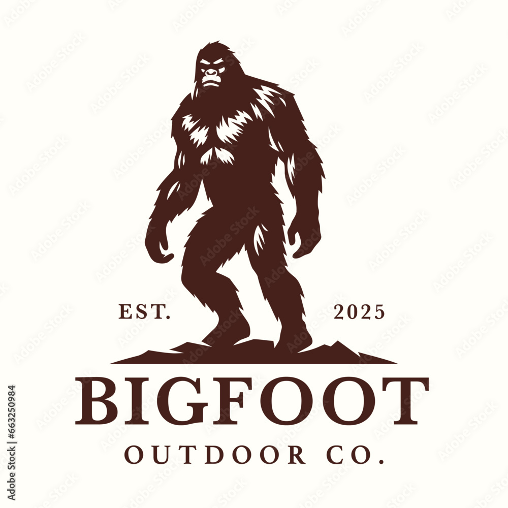 Bigfoot silhouette logo design. Sasquatch walking brand icon. Yeti ...