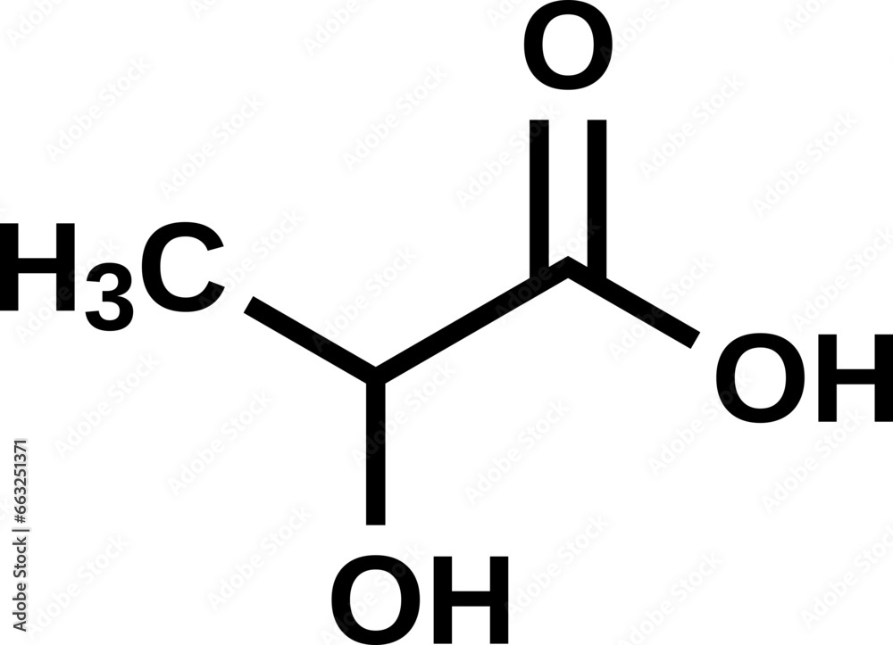 Lactic acid C3H6O3 structural formula, vector illustration Stock Vector ...