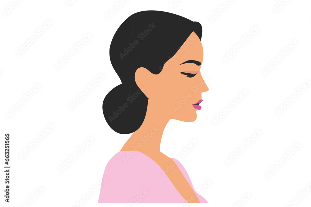 Beautiful woman face side view vector-illustration Stock Vector | Adobe ...