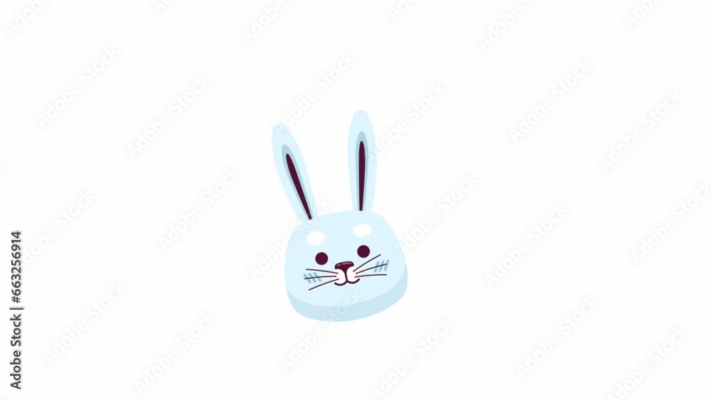 Cute blue rabbit 2D character animation. March hare. Japanese usagi ...