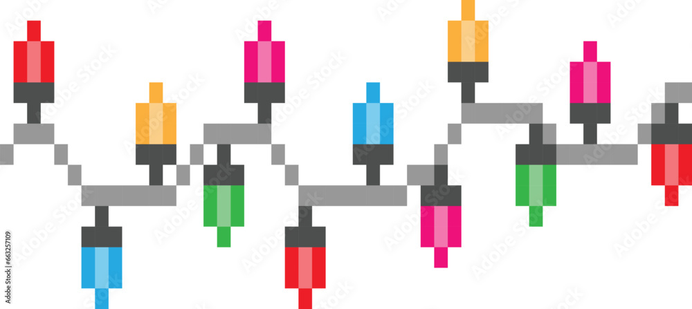 Christmas Lights Pixel art Vector image Stock Vector | Adobe Stock
