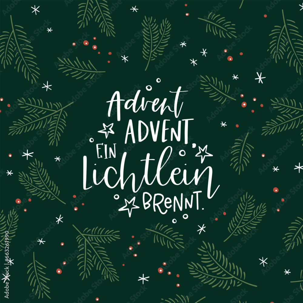 Vector handwritten Advent calligraphic lettering text in German ...