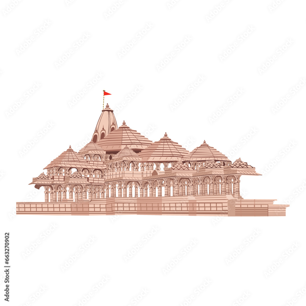 ram mandir temple design in Ayodhya Stock Vector | Adobe Stock
