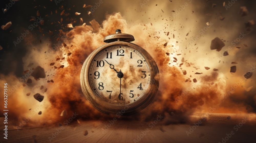 Time goes by fast with vintage clock. Generative AI Stock Illustration ...