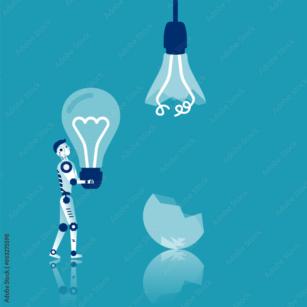 Robot change lamp. Changing mechanism replacing the light bulb. Changes ...