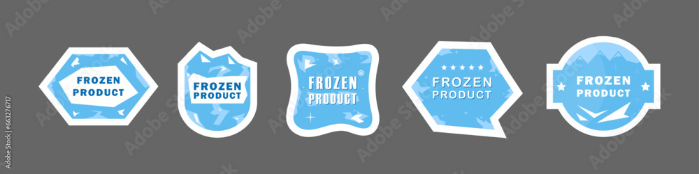 Vector labels for frozen food. Frozen Product stickers collection ...