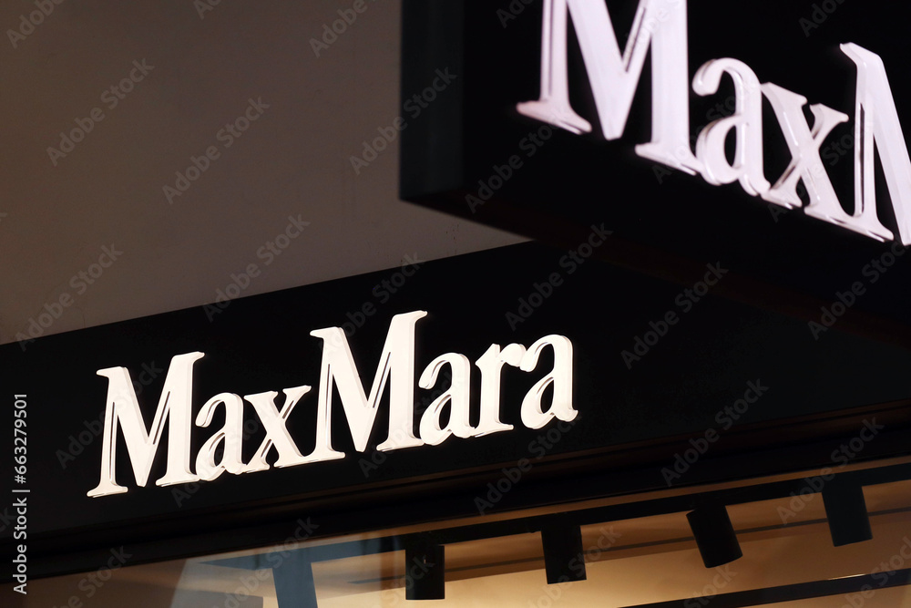 Bolzano, Italy - August 17, 2023: Signboard of the Max Mara boutique in ...