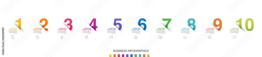 Modern vector flat illustration. Line infographic numbers template with ...