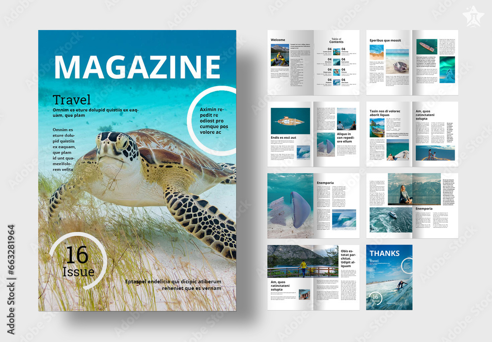 Travel Magazine Layout Stock Template | Adobe Stock