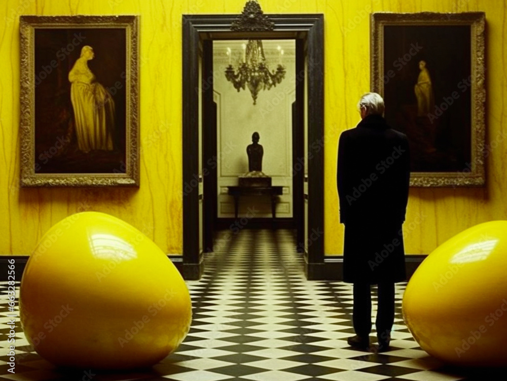 Yellow and black ambiguous designer and his design. AI generated Stock ...