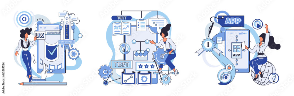 Application Testing Metaphor Vector Illustration Application Testing Crucible Where Coding