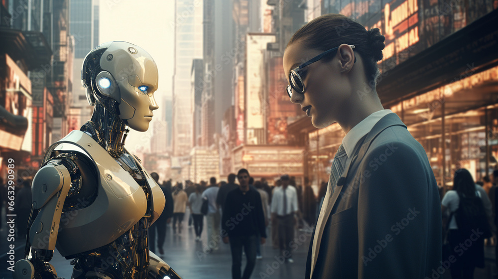 In The Heart Of A Bustling City An Ai Robot Becomes A Focal Point