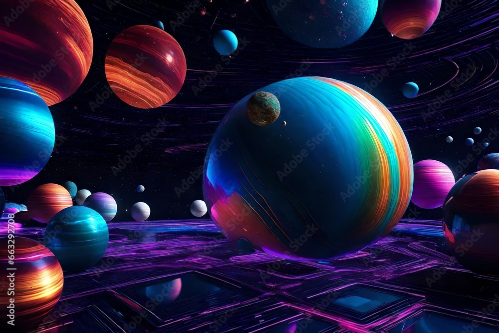 planets in space generative AI tool Stock Illustration | Adobe Stock