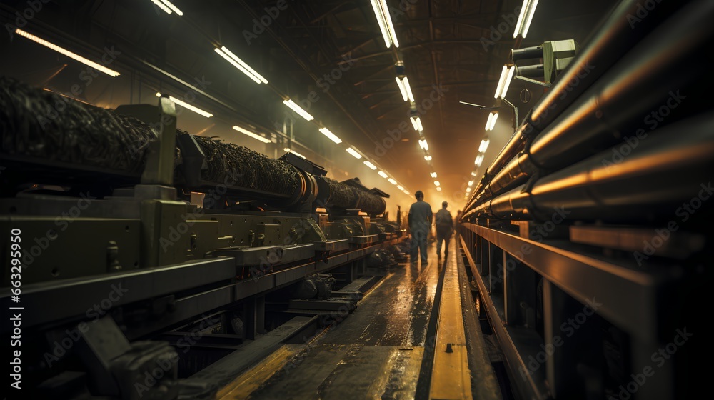 Rocket artillery ammunition industrial manufacturing process. Fast and ...