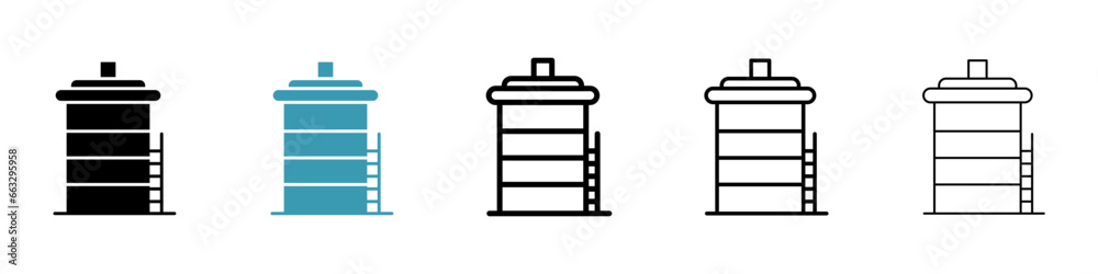 Water tank sign icon set. Water storage reservoir plastic tank vector ...