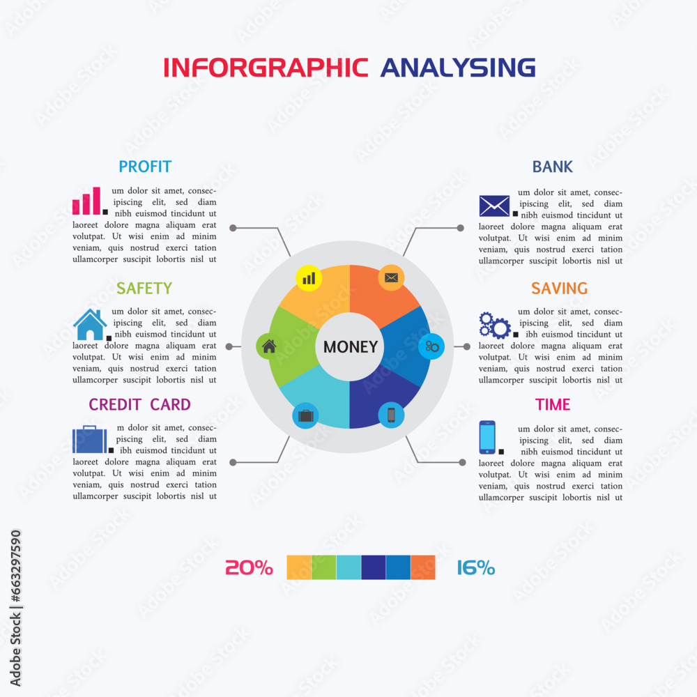 The vector circle infographic chart template is divided into nine parts ...