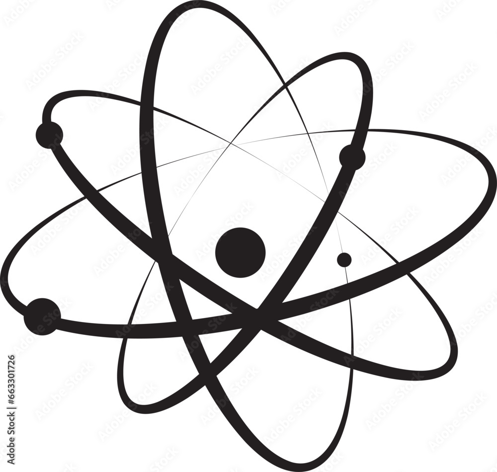 Atom icon. Logo atomic neutron black color isolated on white. Nuclear ...