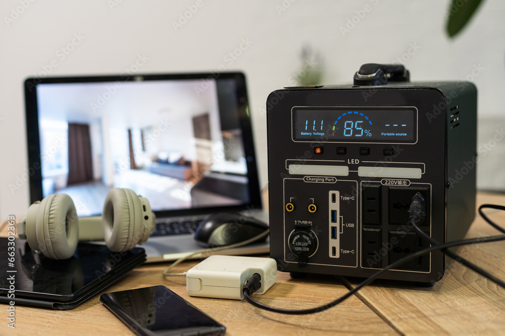 Portable power station solar electricity generator - laptop, phone ...