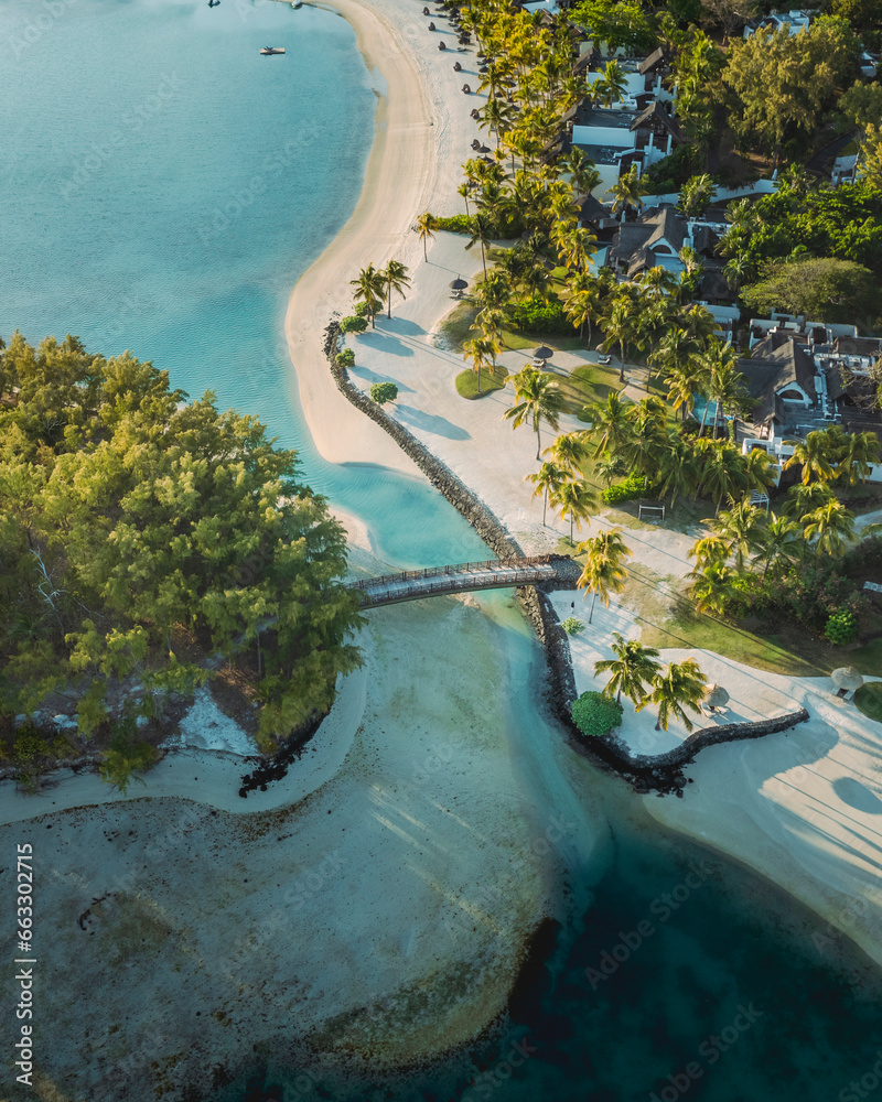 Flacq, Mauritius - 11 October 2022: Aerial view of a luxury resort ...