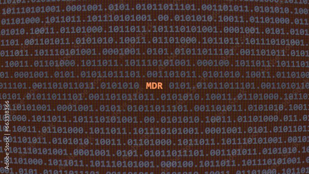 Cyber attack managed detection and response vulnerability text in binary system ascii art style ...