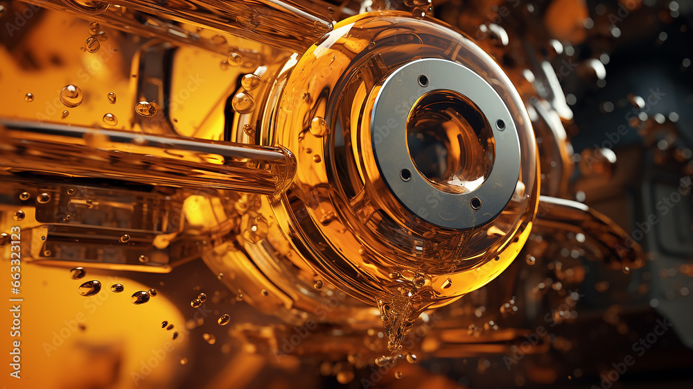 abstract background golden machine grease, lubrication amber ...