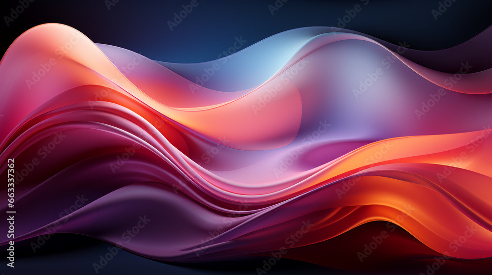 abstract 3D perspective with fractals and curves of fabric in motion ...