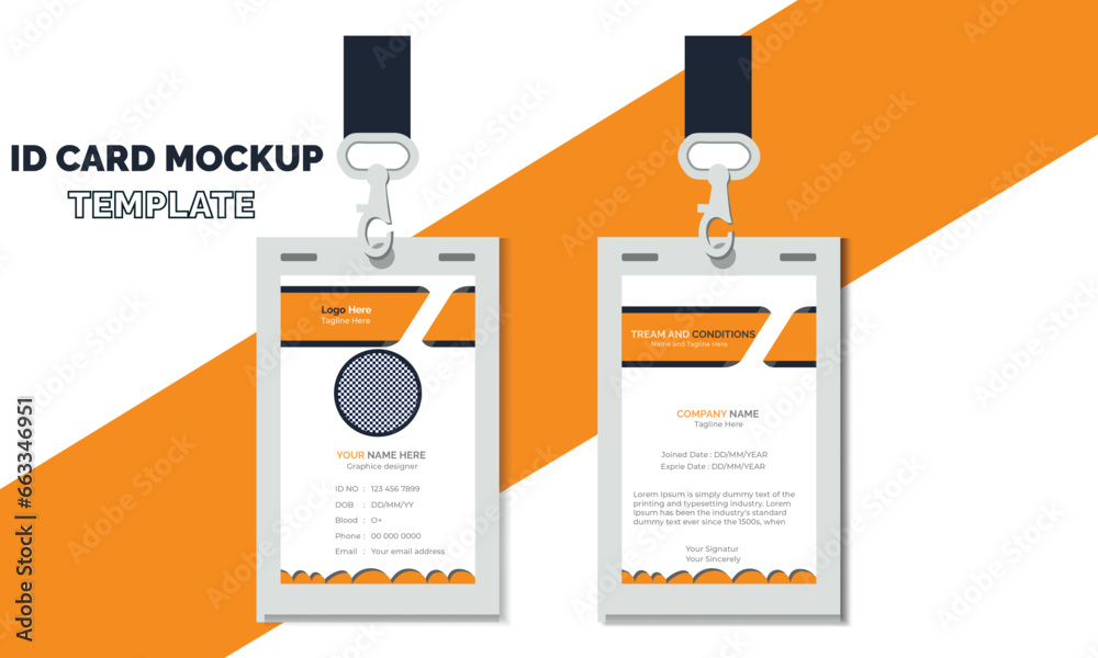 New creative and modern minimal id card design template mockup Stock ...
