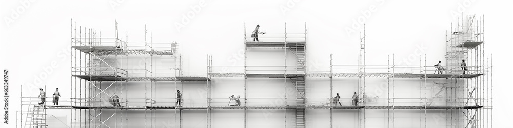 long narrow scaffolding isolated on a white background for the ...