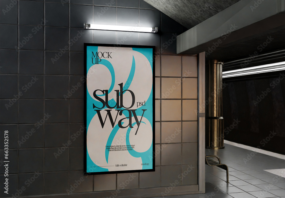Subway Advertising Billboard Mockup Stock Template | Adobe Stock