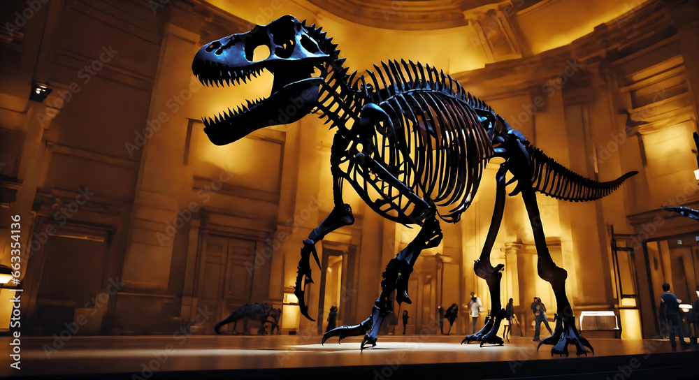 skeleton of a Tyrannosaurus rex dinosaur in museum. T-Rex Tyrannosaurus ...