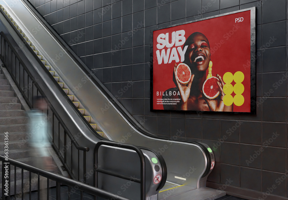 Billboard in Subway Station Mockup Stock Template | Adobe Stock