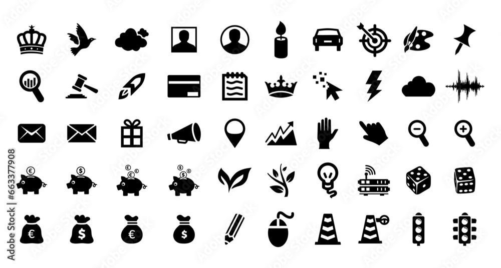 Big Icon Set: Justice, Email, Money, Deposit, Marketing, Plant, Crown ...