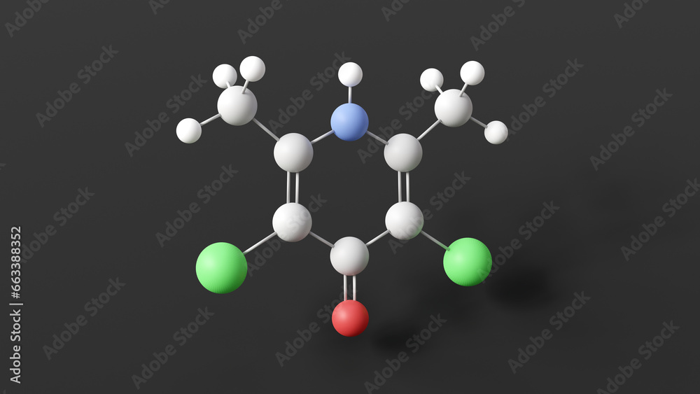 clopidol molecule, molecular structure, coccidiostat, ball and stick 3d ...
