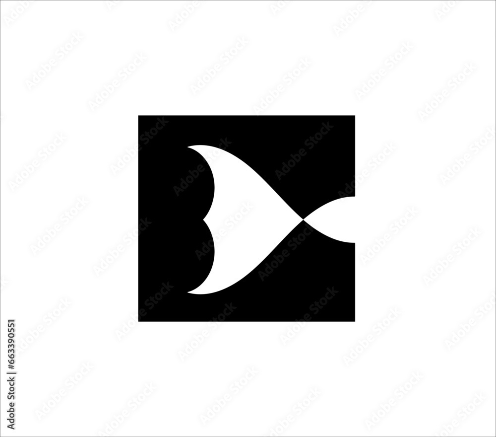 Abstract fish tail logo in the shape of the letter E, fish tail logo ...