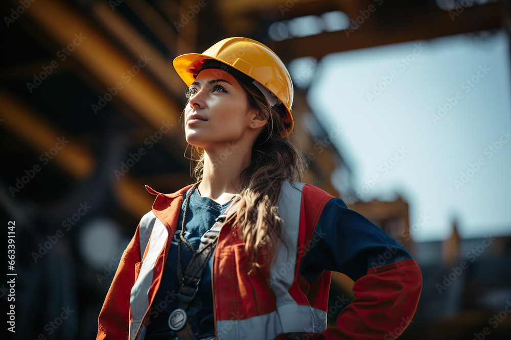 Empowered Female Construction Worker Proficient and Proud at the ...